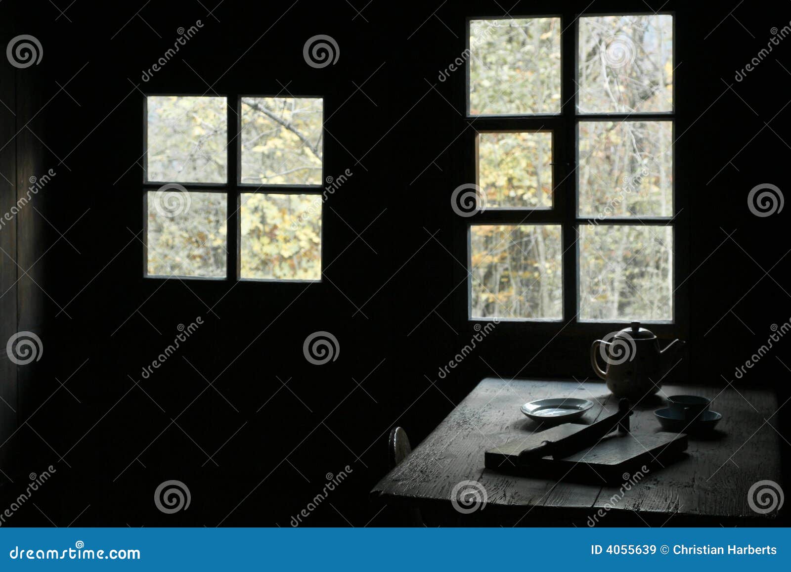 Window Rustic Dining Table stock image. Image of cabin - 4055639