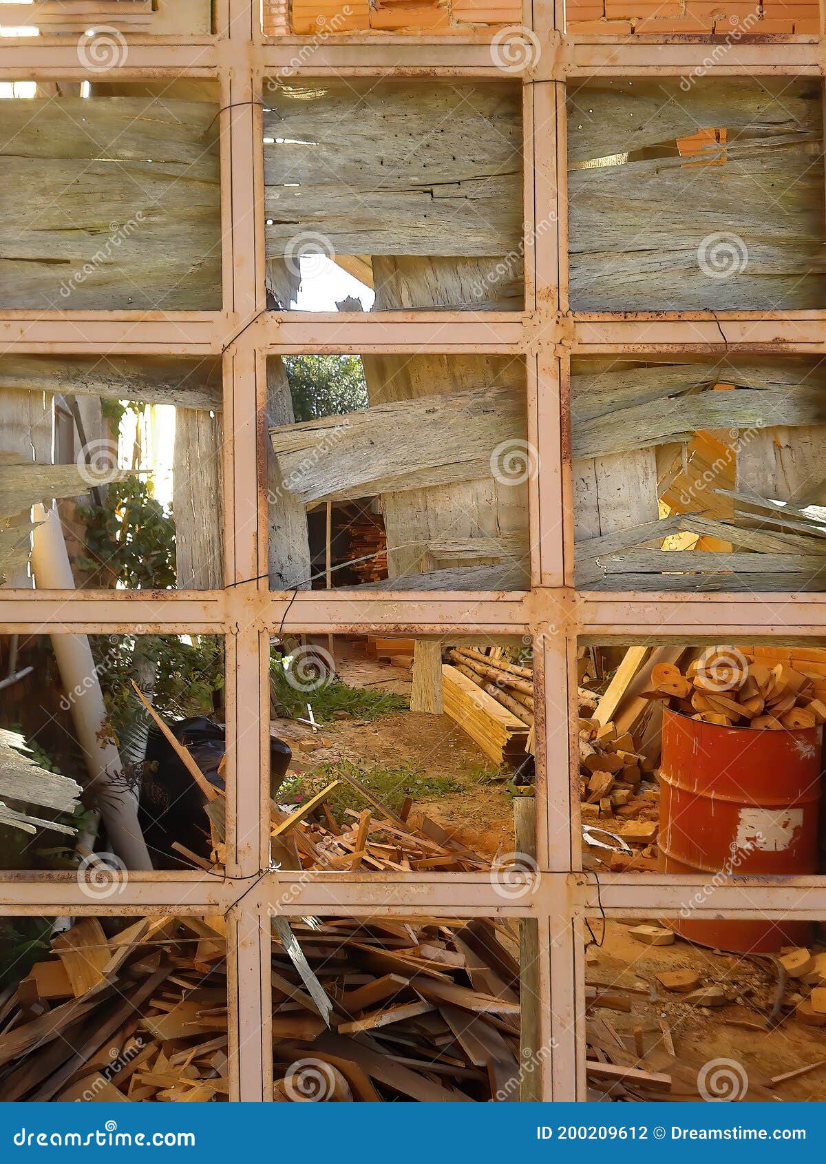 Window Rusty Frame Construction in Abandoned House Stock Photo - Image ...