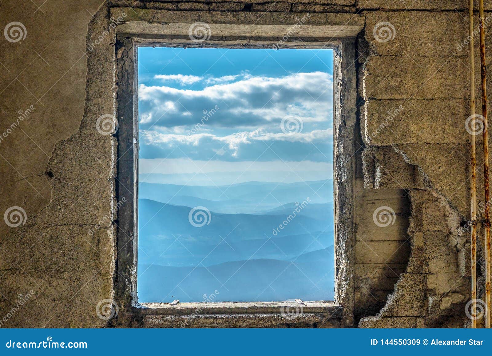 Window Scenic Mountain View Dramatic Sky Stock Image - Image of seaside ...