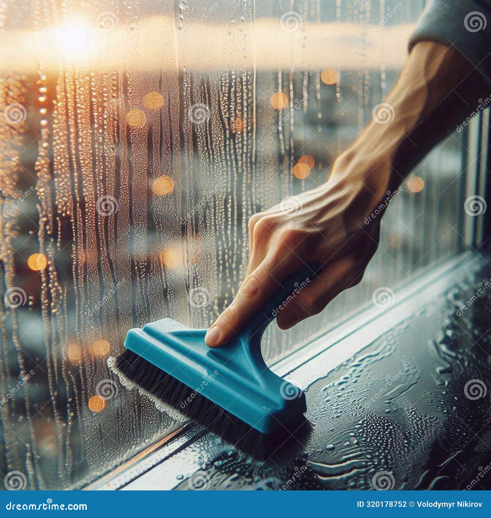 Window Scraper Washes a Window. Generated AI Stock Photo - Image of ...