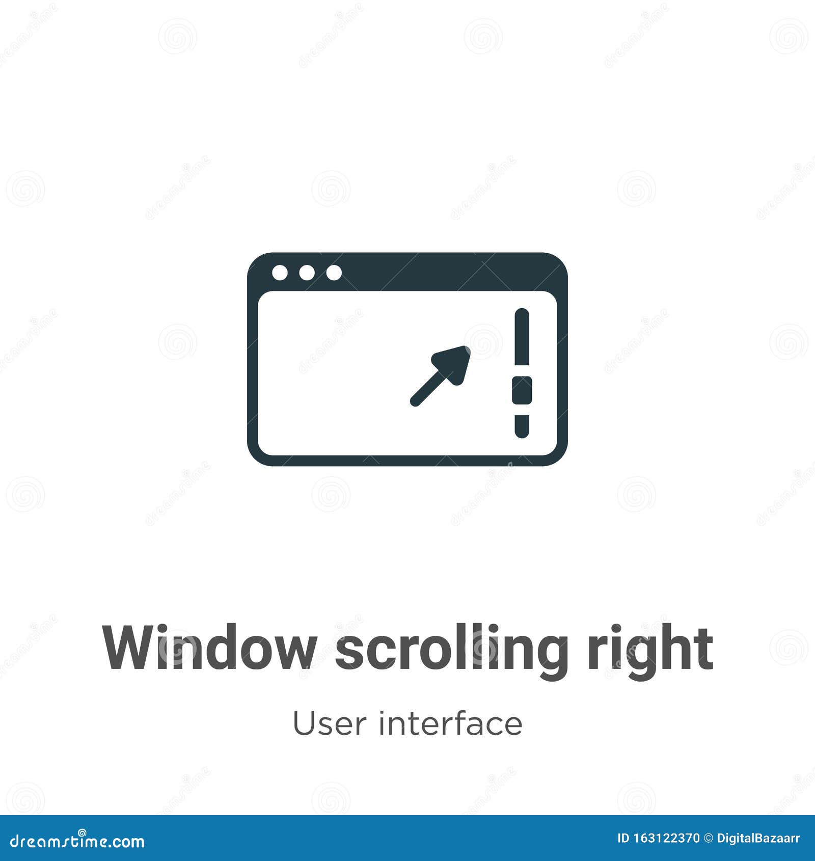 Window Scrolling Right Vector Icon On White Background Flat Vector Window Scrolling Right Icon