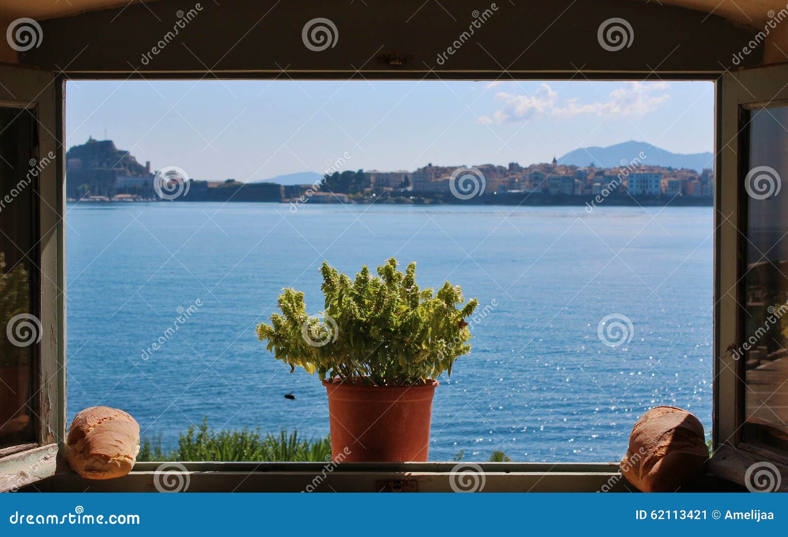 Window overlooking the sea stock image. Image of happy - 62113421