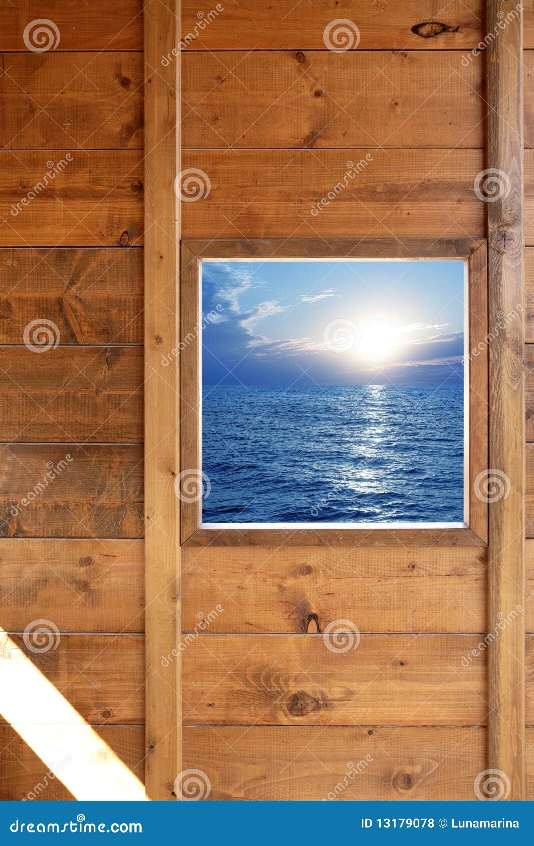 Window Seascape View from Wooden Room Stock Photo - Image of brown ...