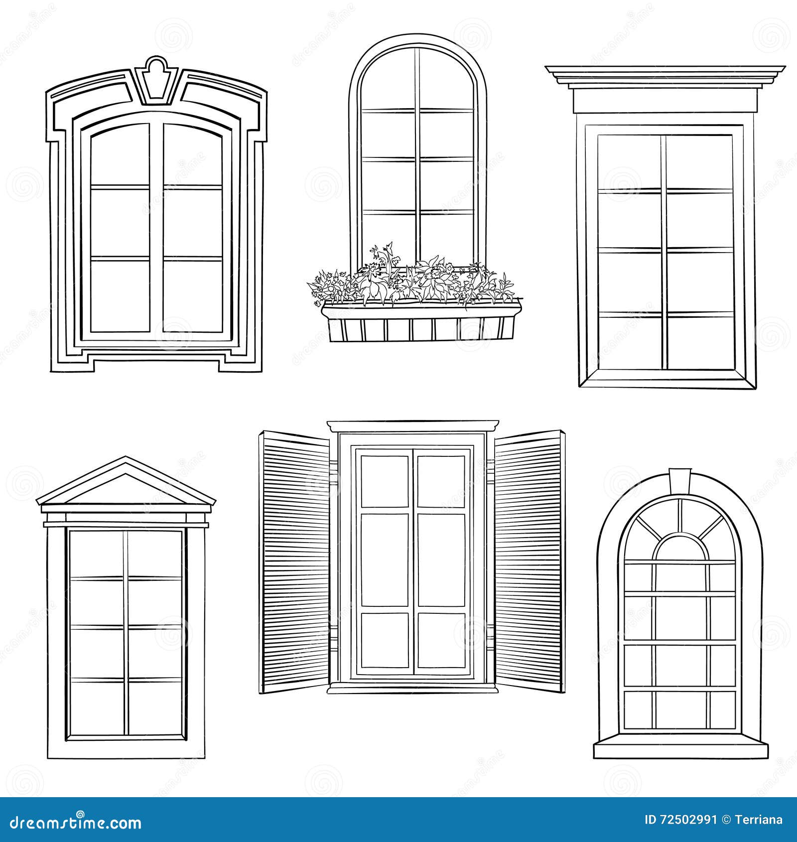 Window set. stock illustration. Illustration of doodles - 72502991