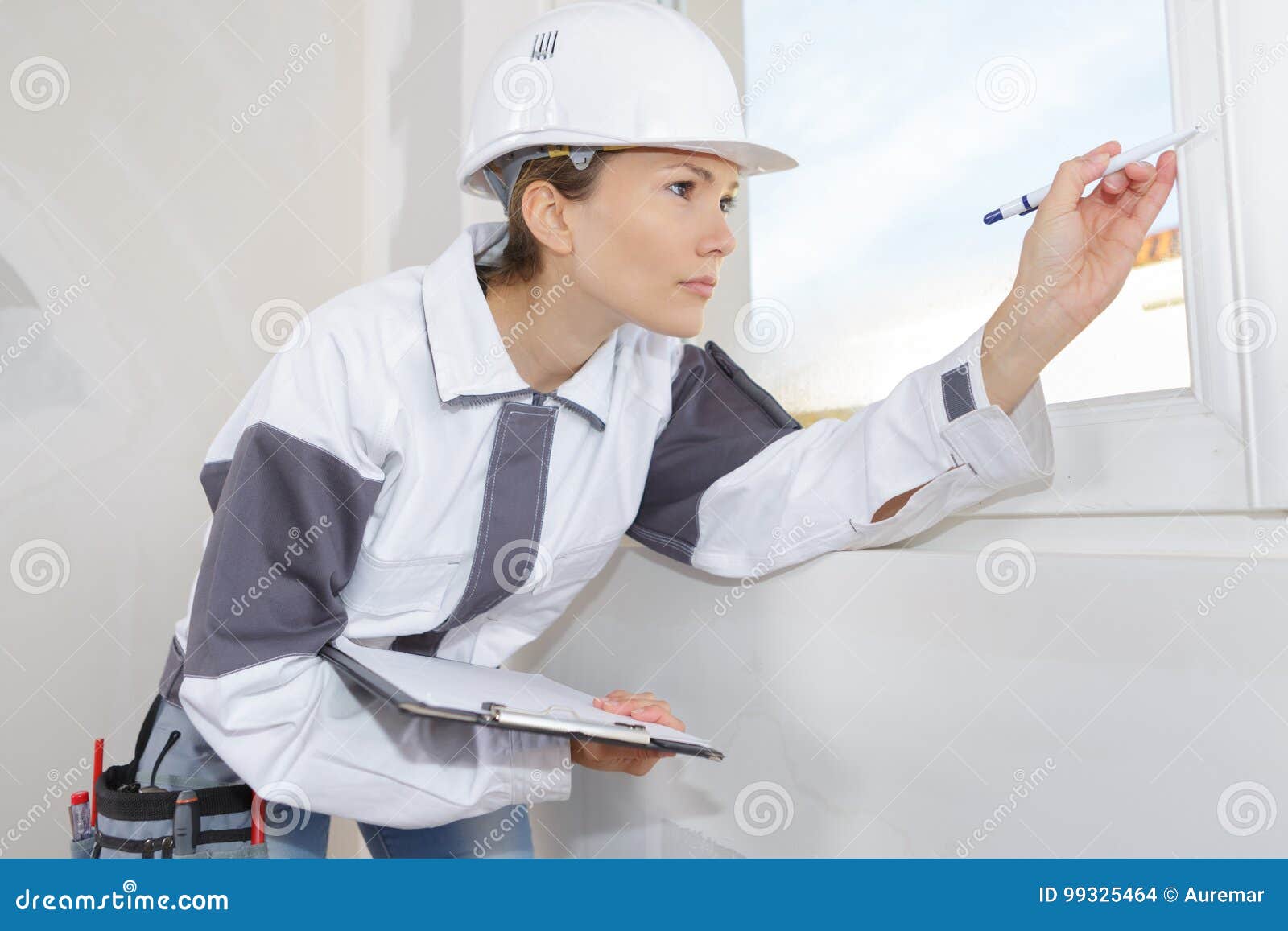 Window Setter Inspecting Window Stock Photo - Image of glazing ...
