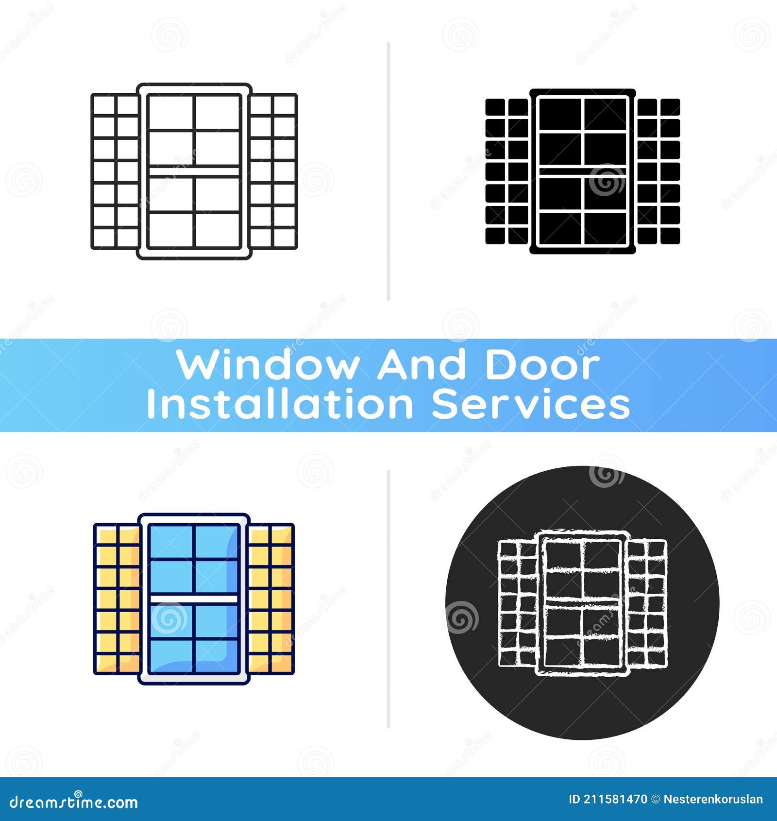 Window shutters icon stock vector. Illustration of renovation - 211581470