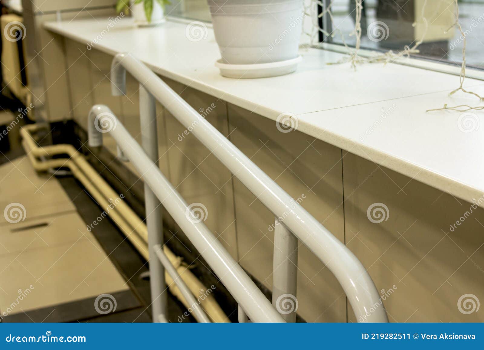 Window Sill and Railings in Lobby of Building Stock Image - Image of ...
