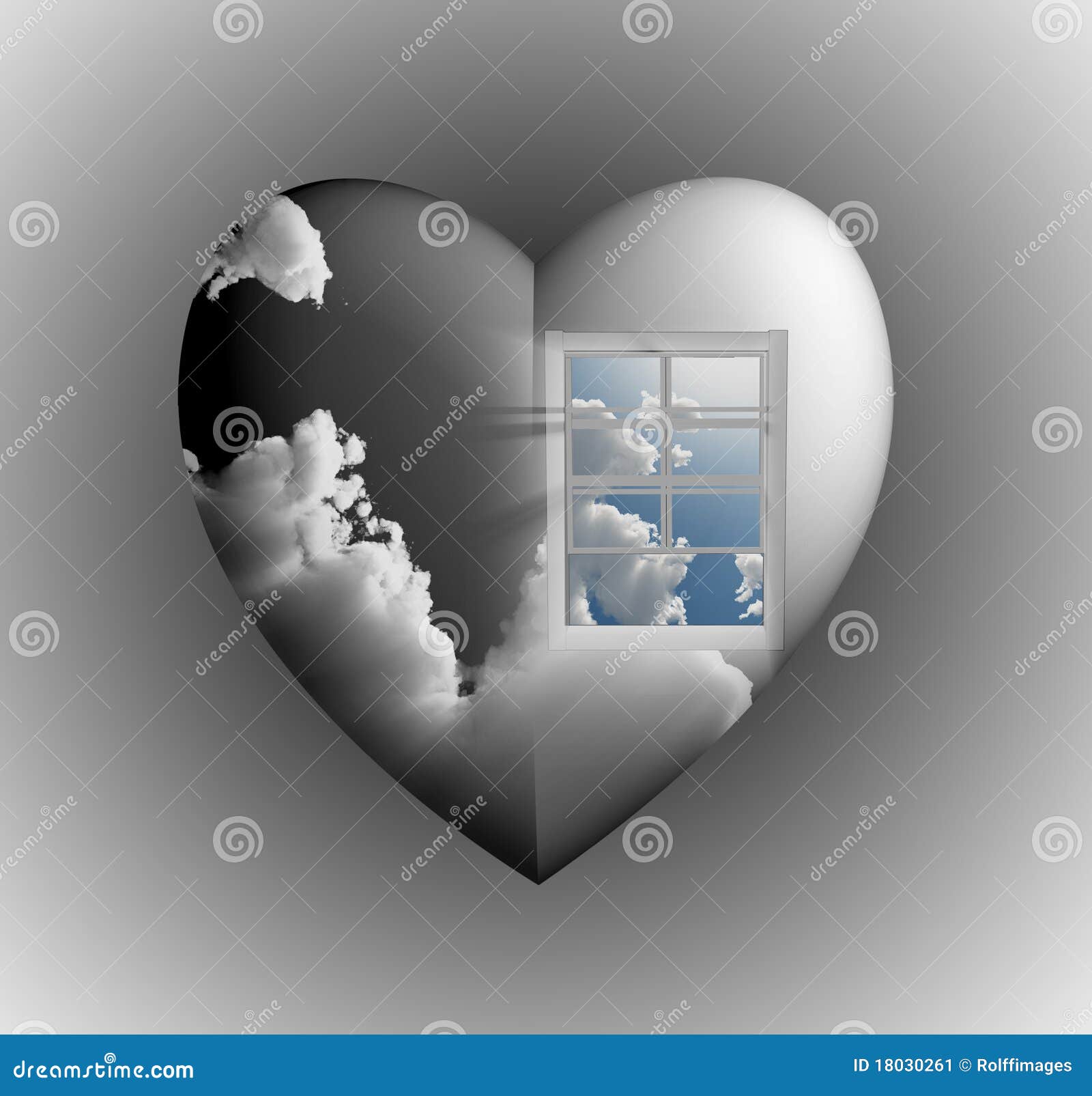 Window with sky in heart stock illustration. Illustration of casement ...