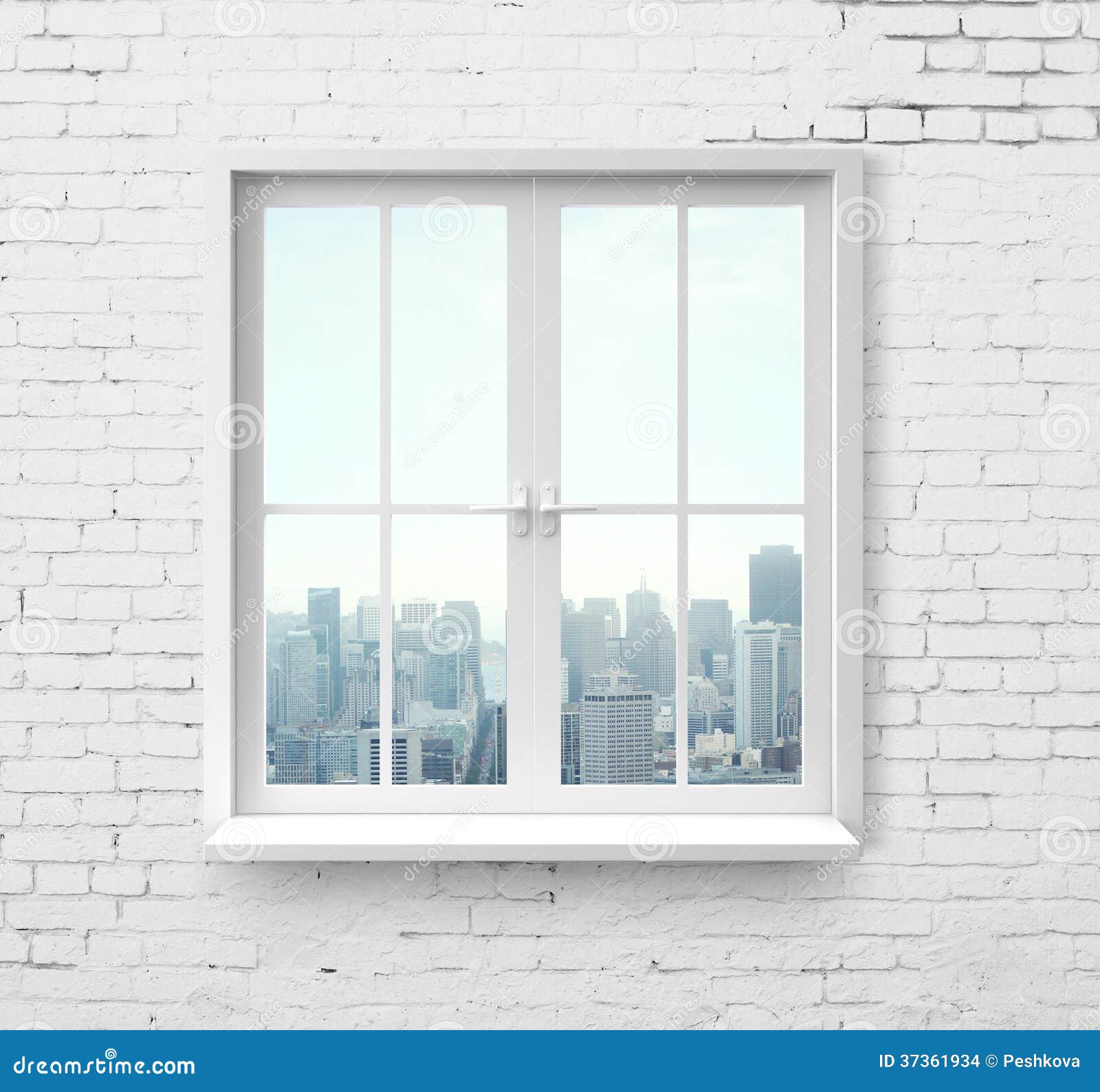 Window with Skyscraper View Stock Photo - Image of object, indoors ...