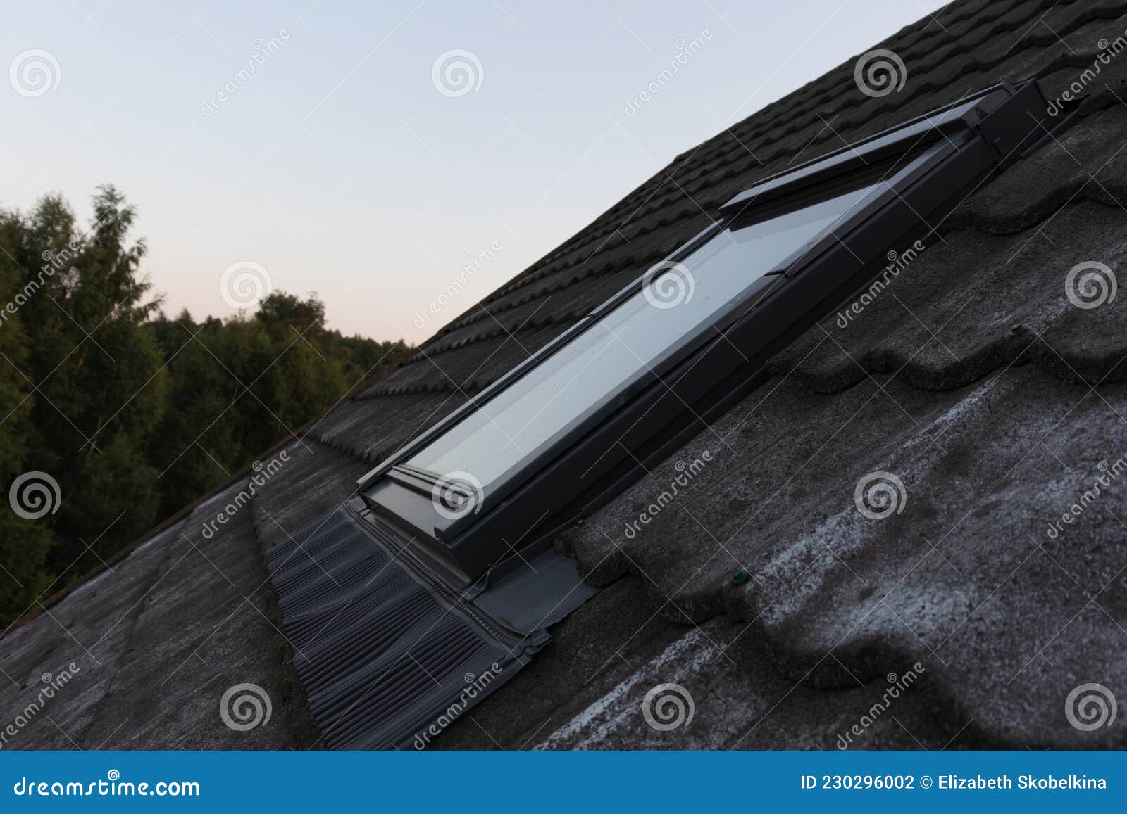 A Window on the Sloping Roof Outside Stock Photo - Image of style ...