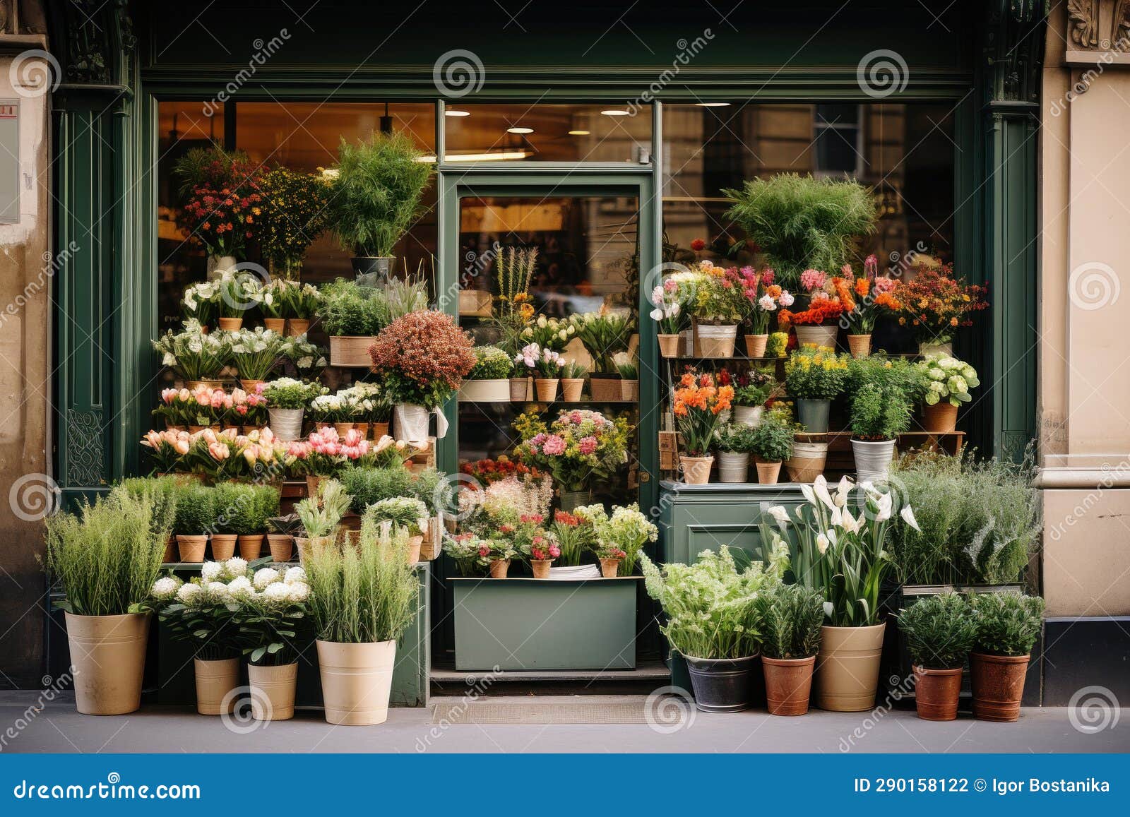 The Window of Small Flower Store Stock Photo - Image of exterior ...