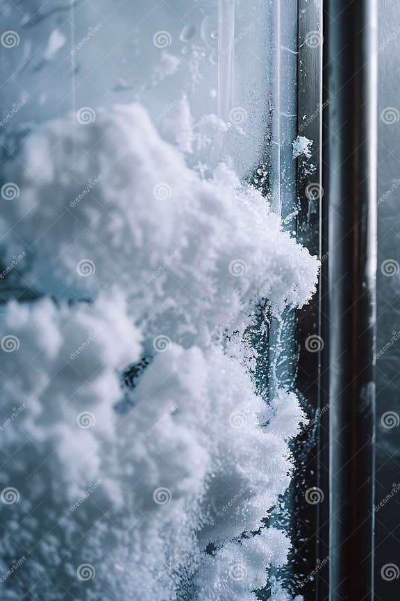 A Window with Snow Accumulation on the Outside Stock Photo - Image of ...