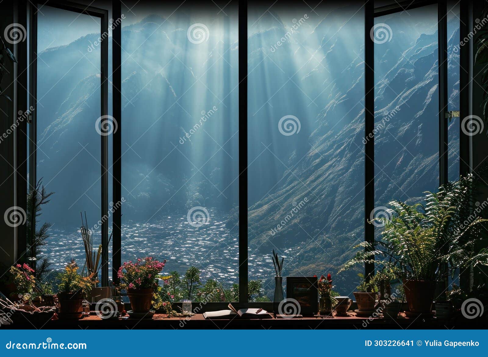 Window in a Space with Mountains Stock Image - Image of alpine, scenic ...
