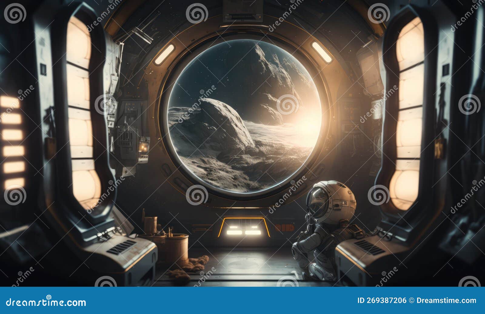 Window of a Spaceship Looking Out, Generated Ai Stock Illustration ...