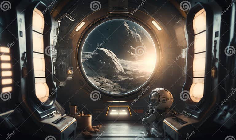 Window of a Spaceship Looking Out, Generated Ai Stock Illustration ...