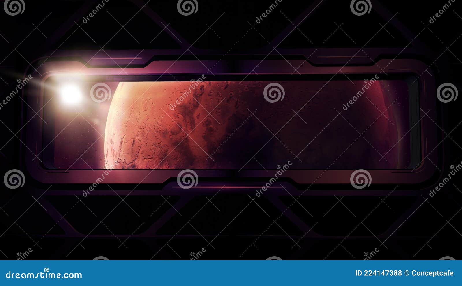 Window of a Spaceship Overlooking the Mars Planet. Stock Illustration ...