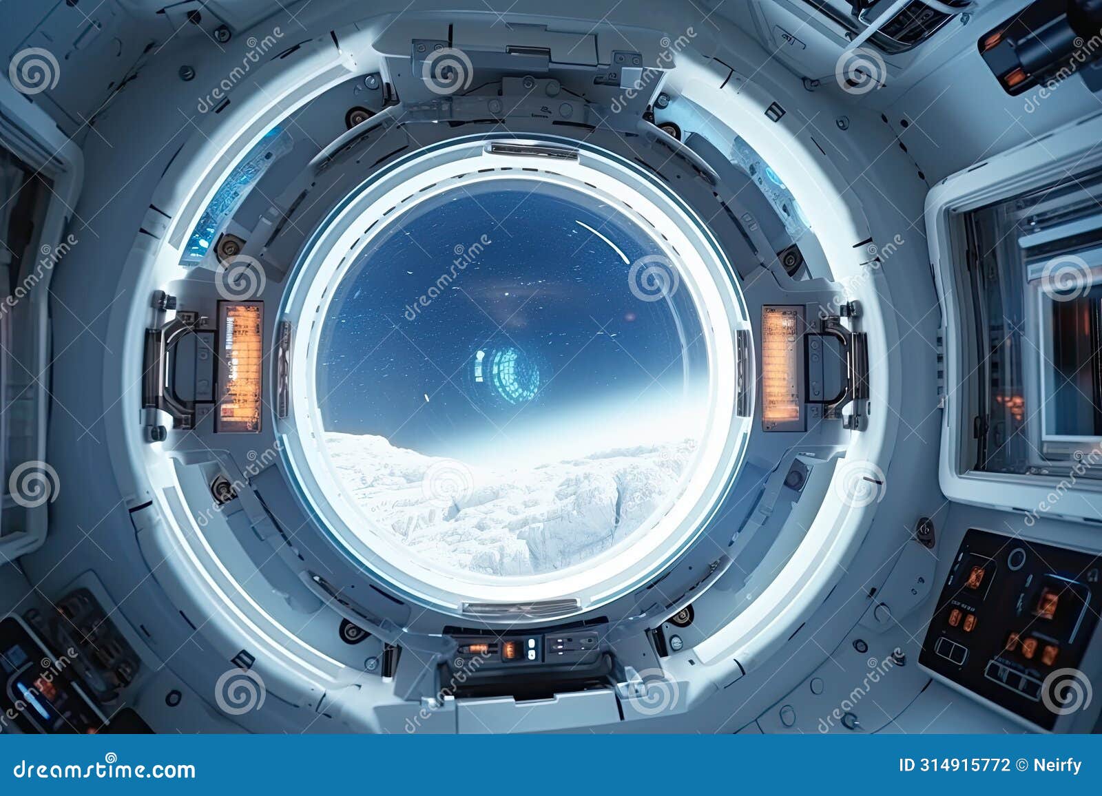Window in spaceship stock photo. Image of nebula, modern - 314915772