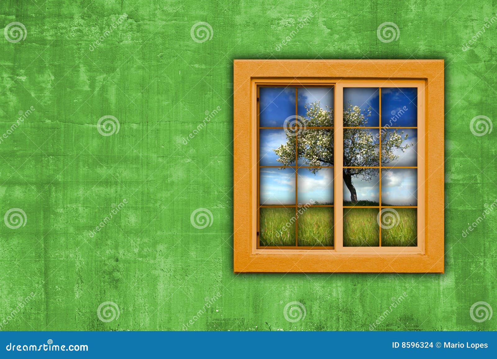 Window with Spring Landscape View Stock Photo - Image of freedom, clear ...