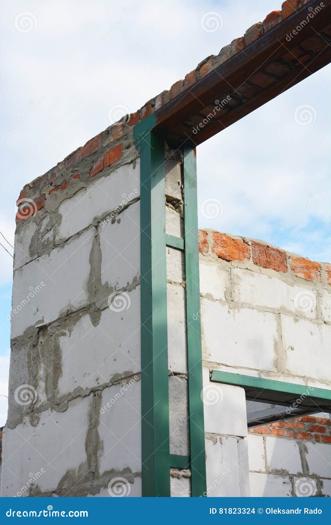 Window Steel Lintel on Brick House Construction. Stock Photo - Image of ...
