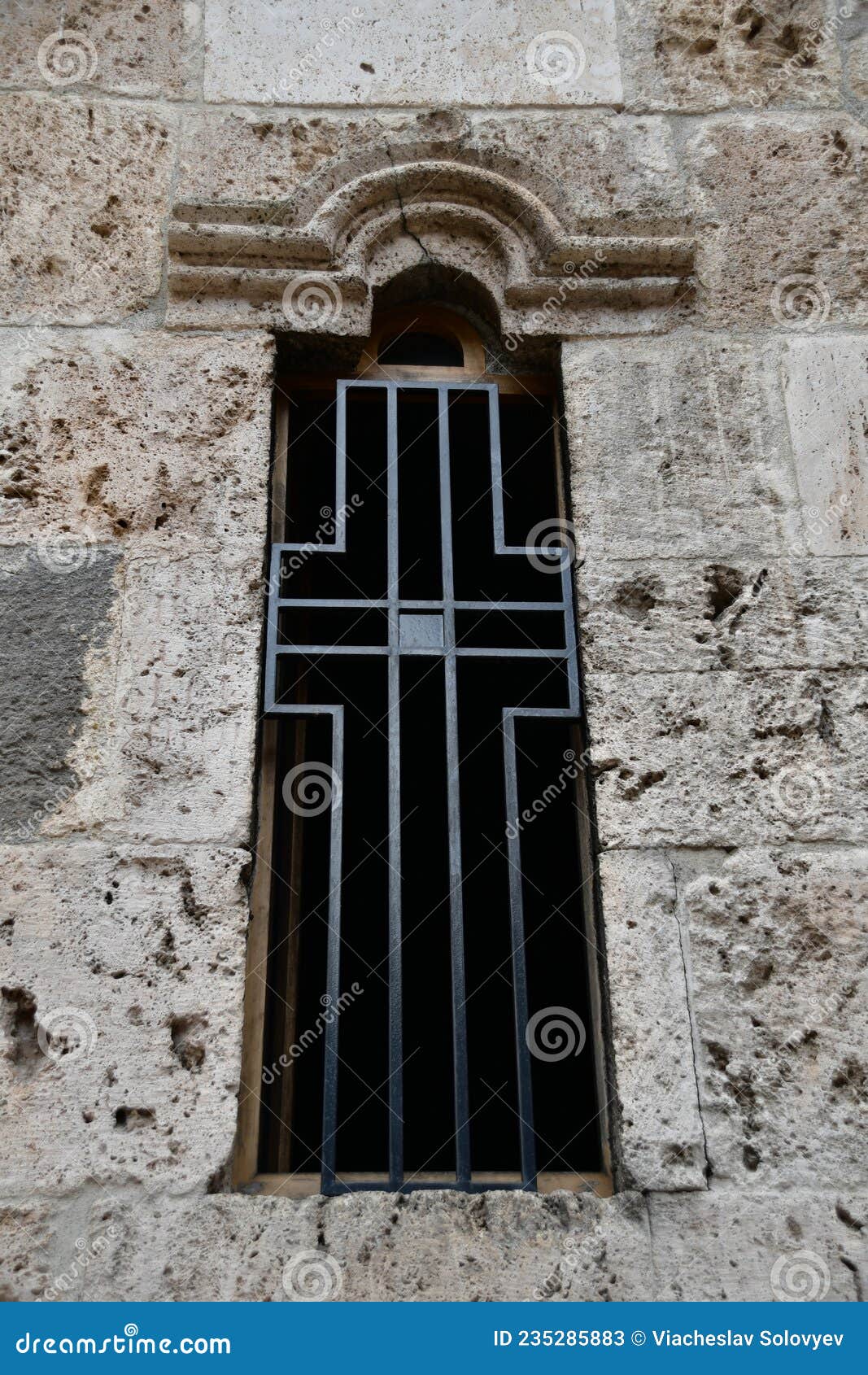 Window in the Stone Wall of the Church. Stock Image - Image of detail ...