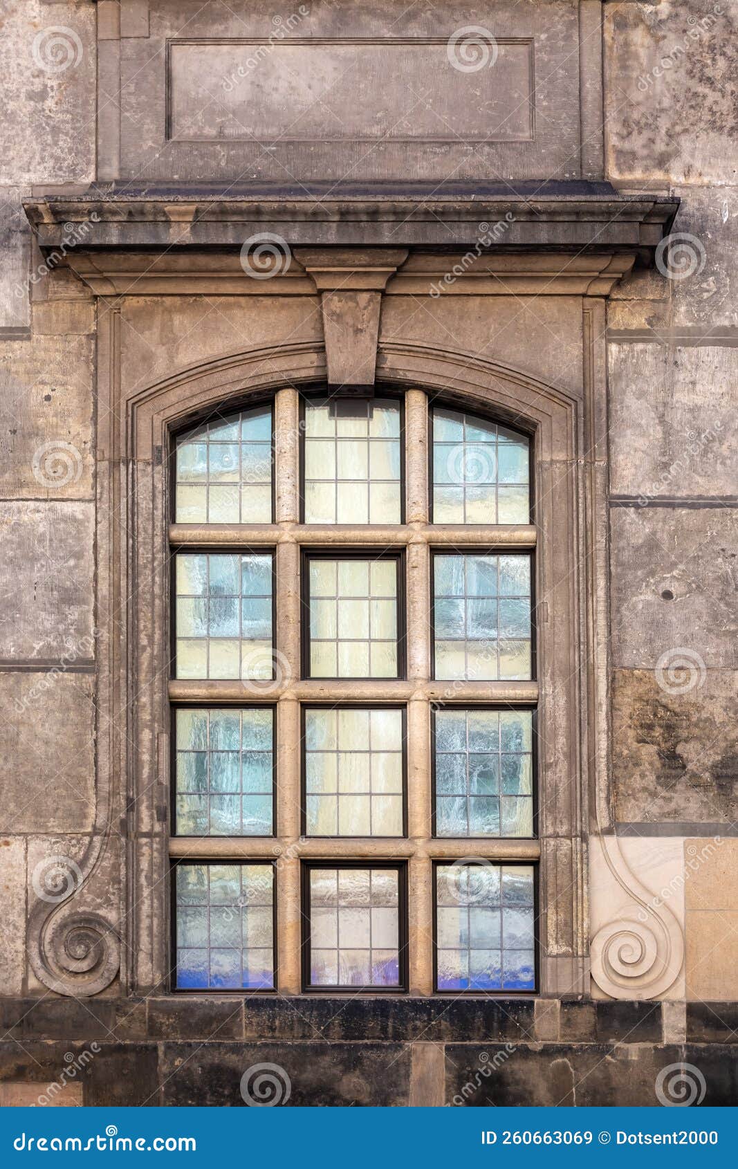 Window on a stone wall stock image. Image of details - 260663069