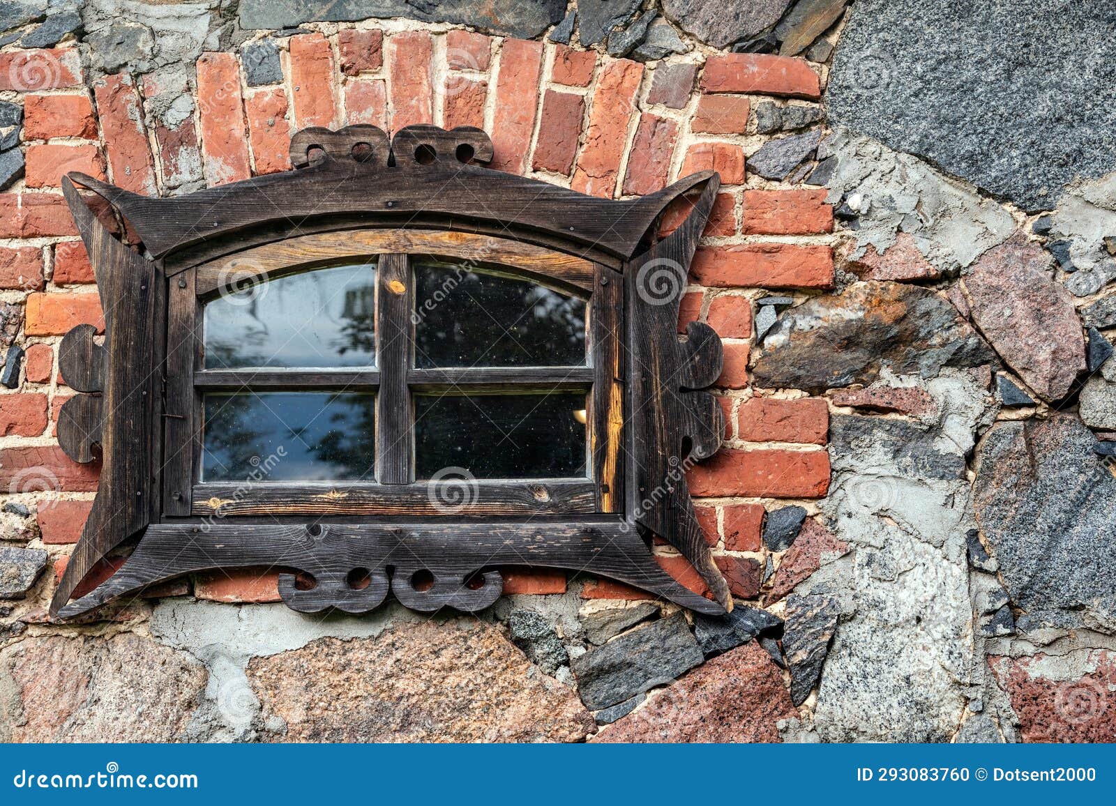 Window on a stone wall stock photo. Image of textured - 293083760