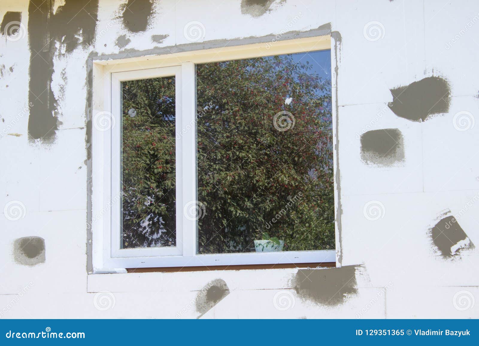 Window of Styrofoam,insulation of the Facade of the Building, the ...
