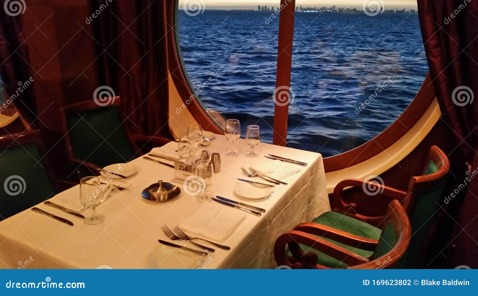 Window Table in a Royal Caribbean Cruise Ship Stock Photo - Image of ...