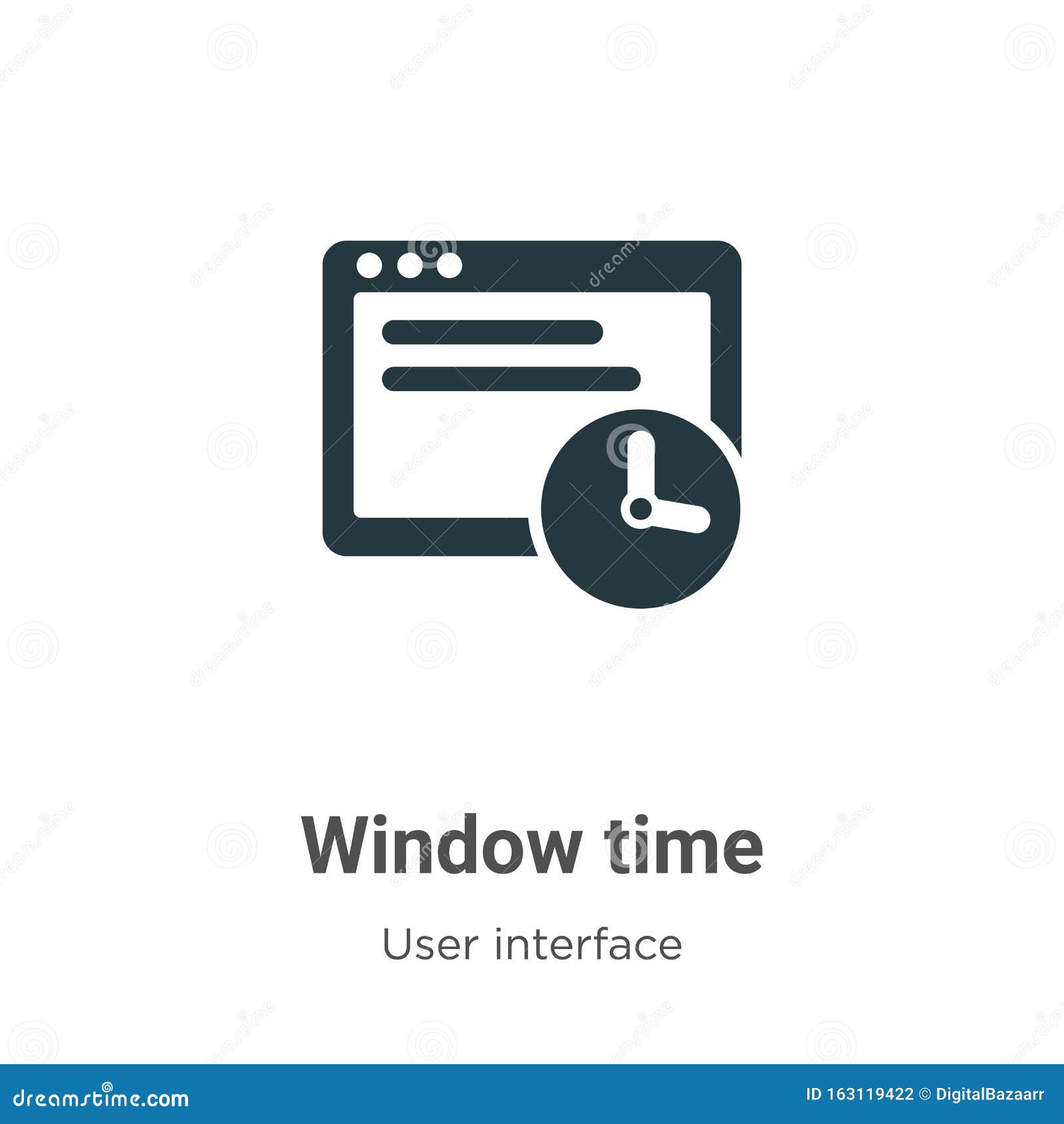 Window Time Vector Icon on White Background. Flat Vector Window Time ...