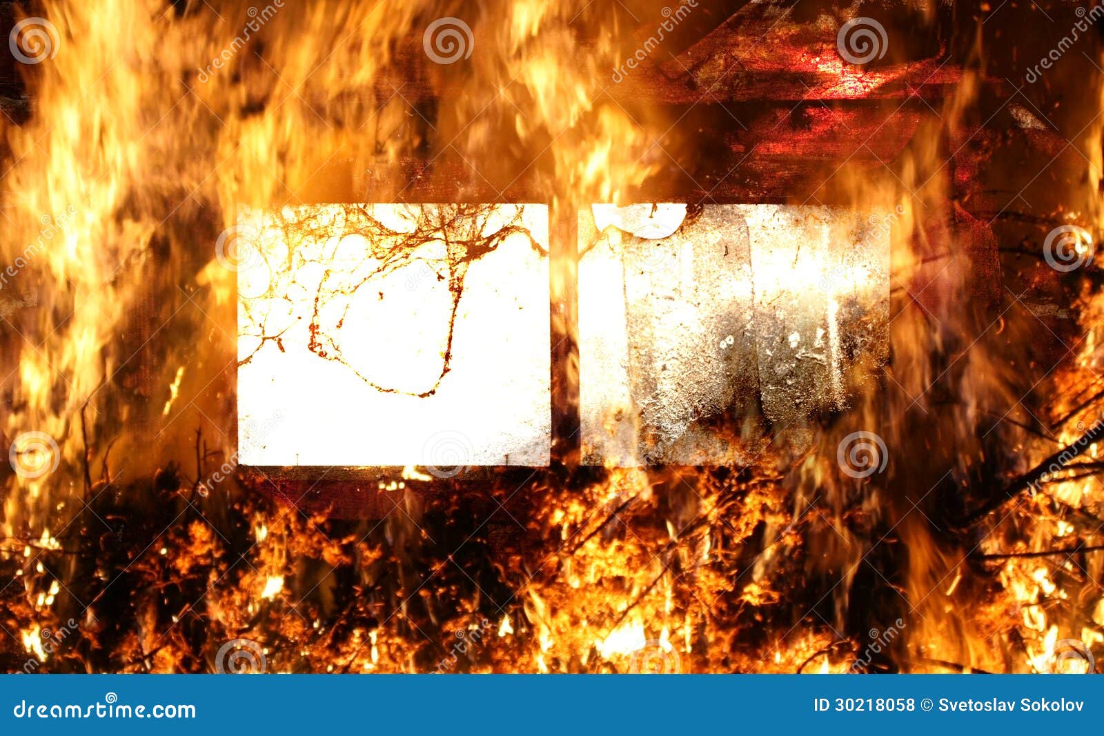 Window in flames stock photo. Image of hell, campfire - 30218058