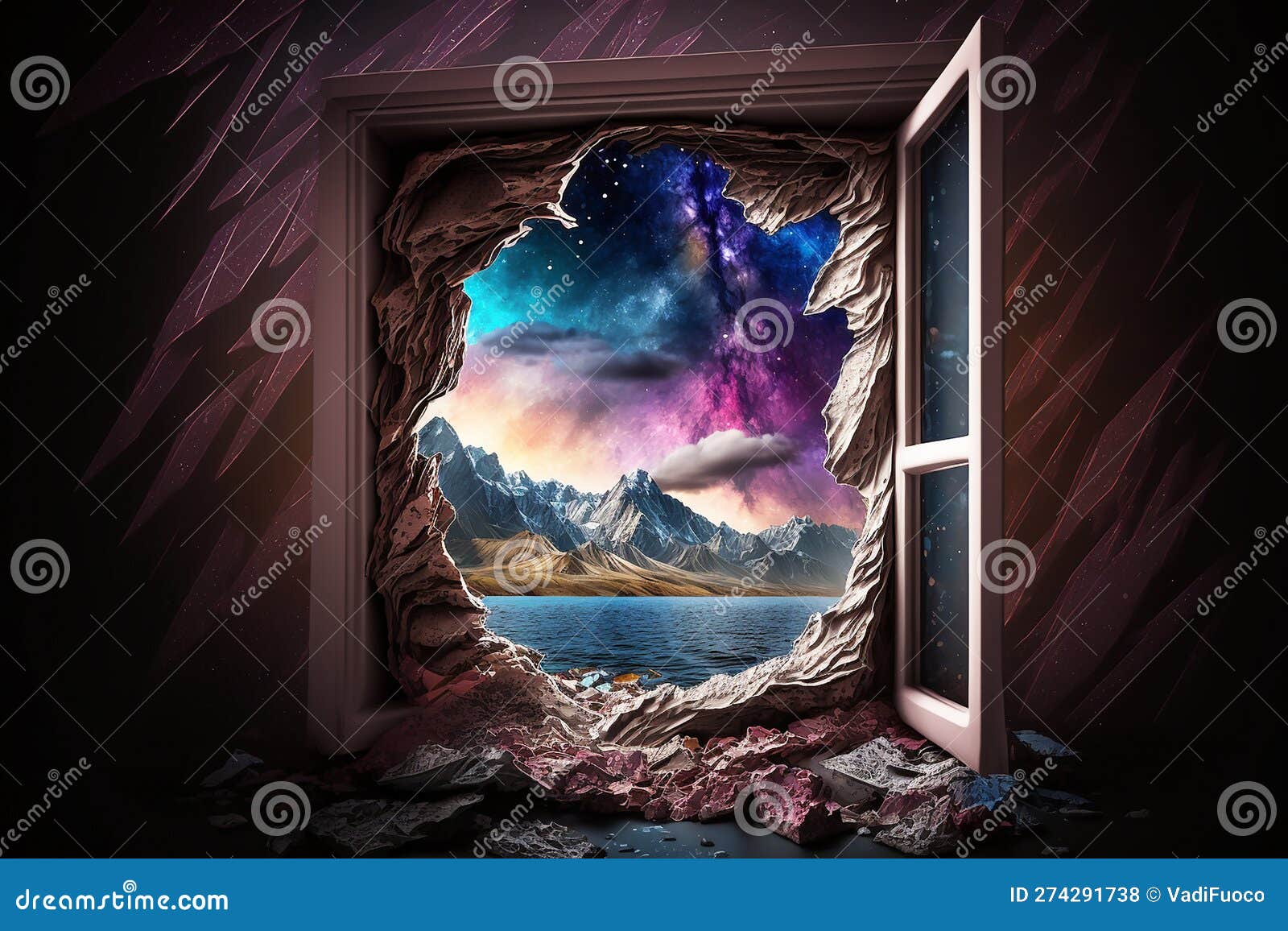 A Window To the Otherworld. Parallel Reality Stock Illustration ...