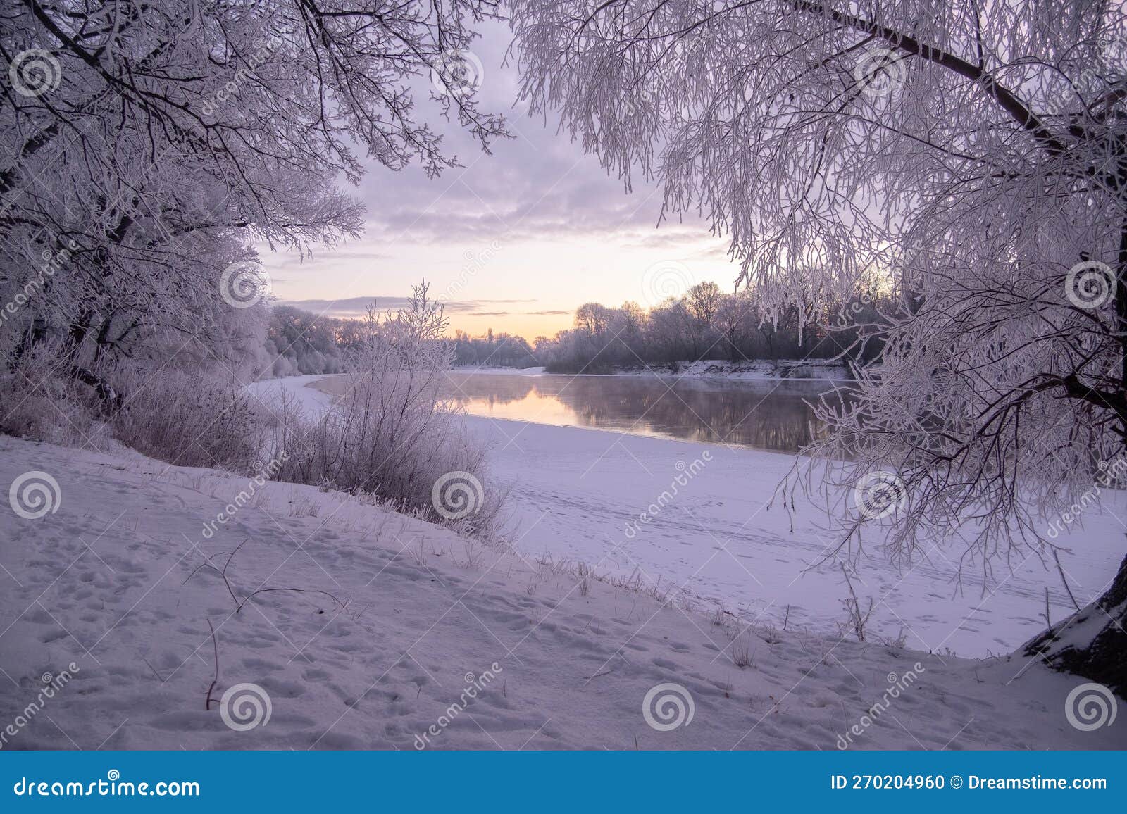 Window To the Winter Sunrise on the River Stock Photo - Image of snow ...