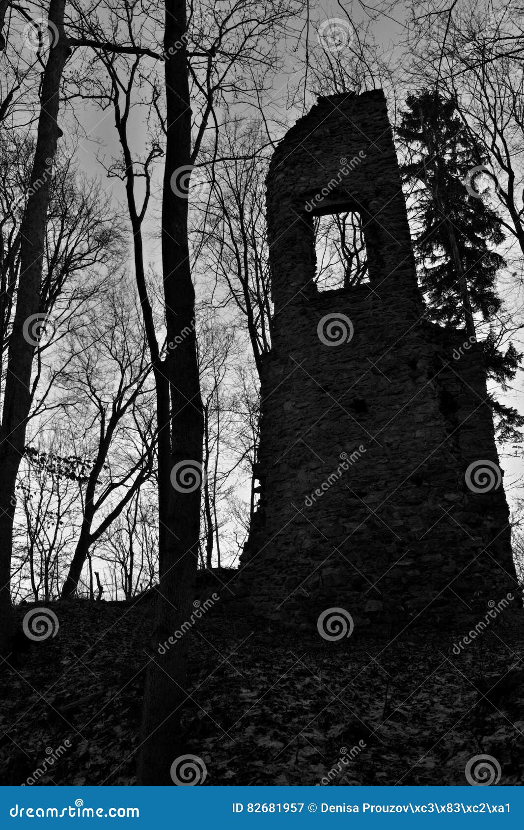 The Window on the Tower in the Woods Stock Image - Image of december ...