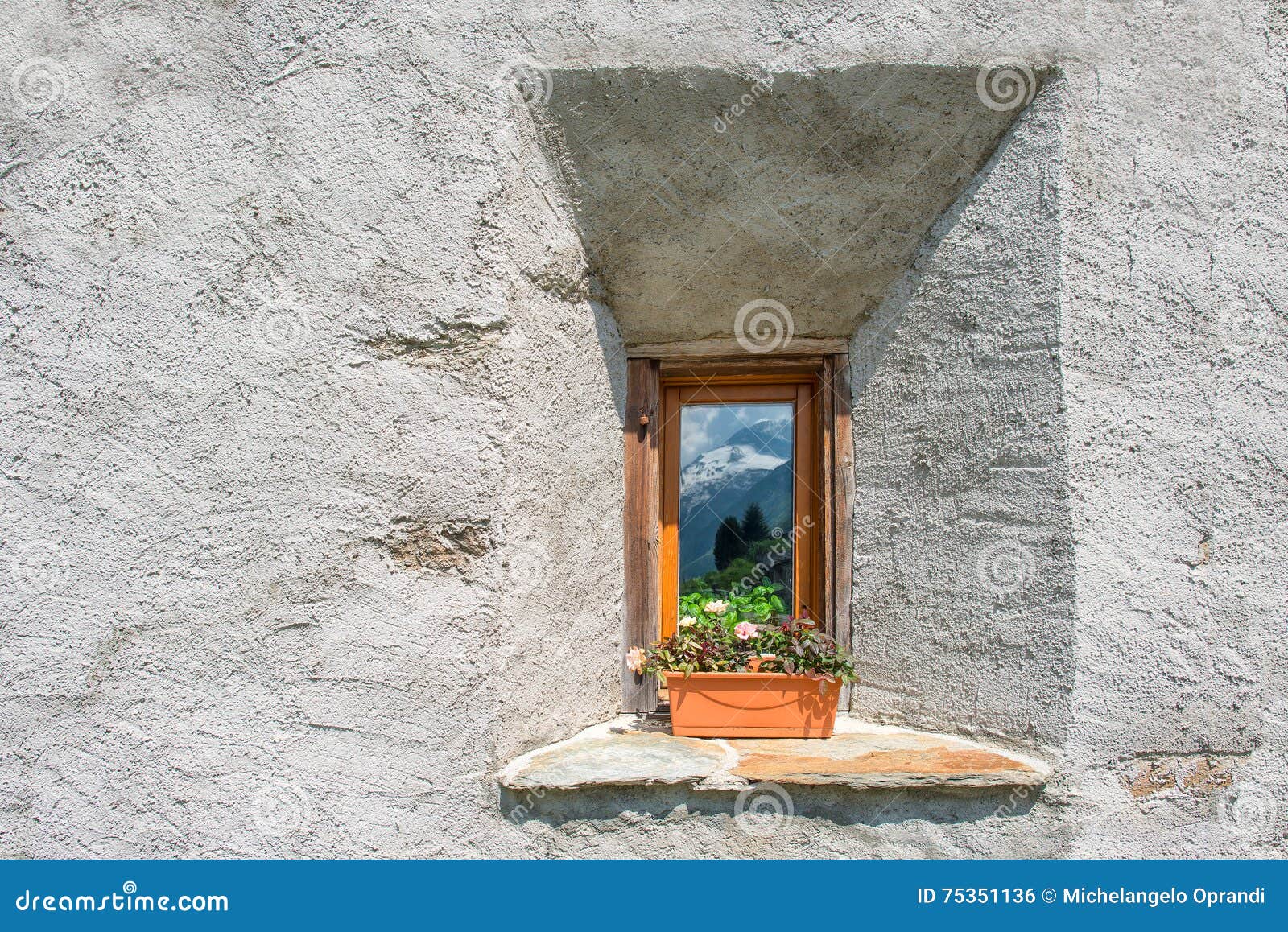 Window Typical of the Swiss Alps, Where the Mountains are Reflected ...