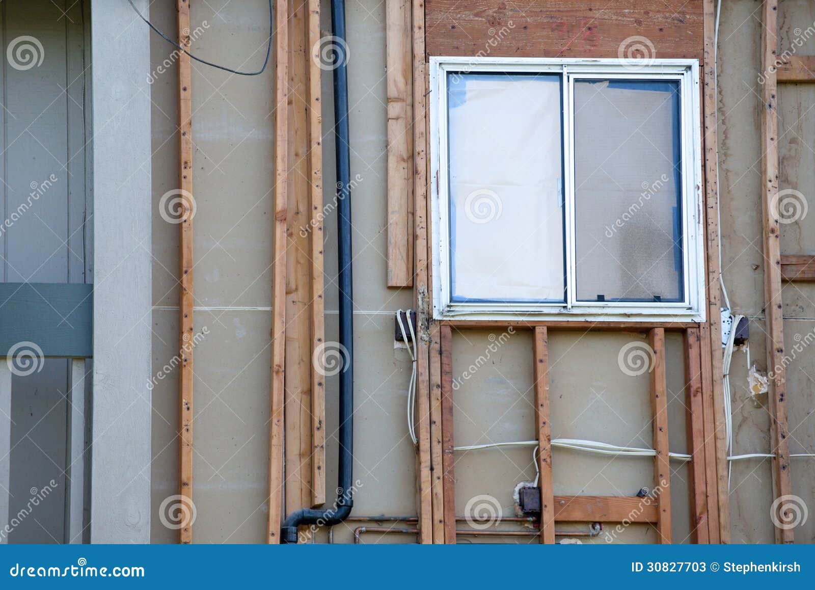 Window Under Construction, Empty Space Left with Framework Stock Image ...