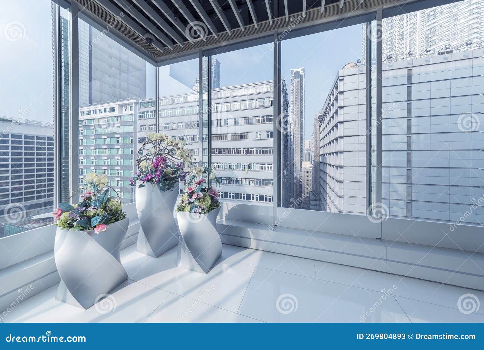 Window with Urban View in Modern Office Building Stock Image - Image of ...