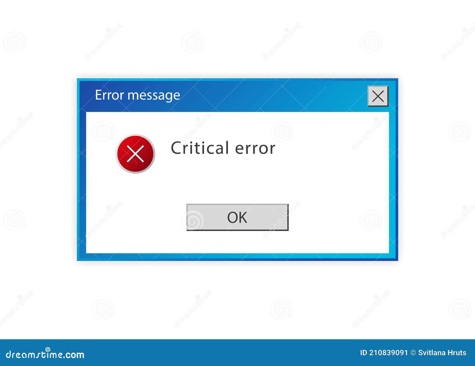 Window of User Interface. Critical Error Warning Message on White Background. Vector. Stock ...