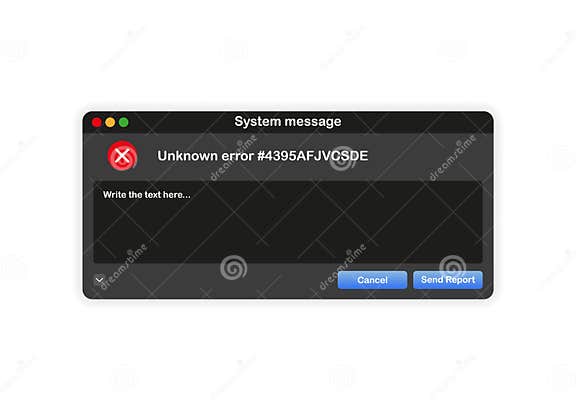 Window of User Interface. System Message with Report Template Unknown ...