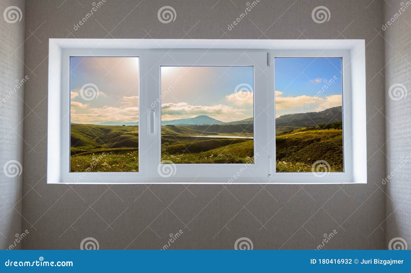 Window View of a Beautiful Mountain Landscape Stock Photo - Image of ...
