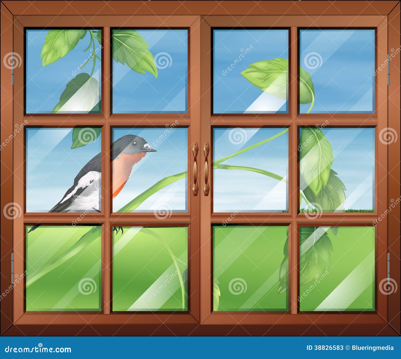 A Window with a View of the Bird Stock Vector - Illustration of design ...