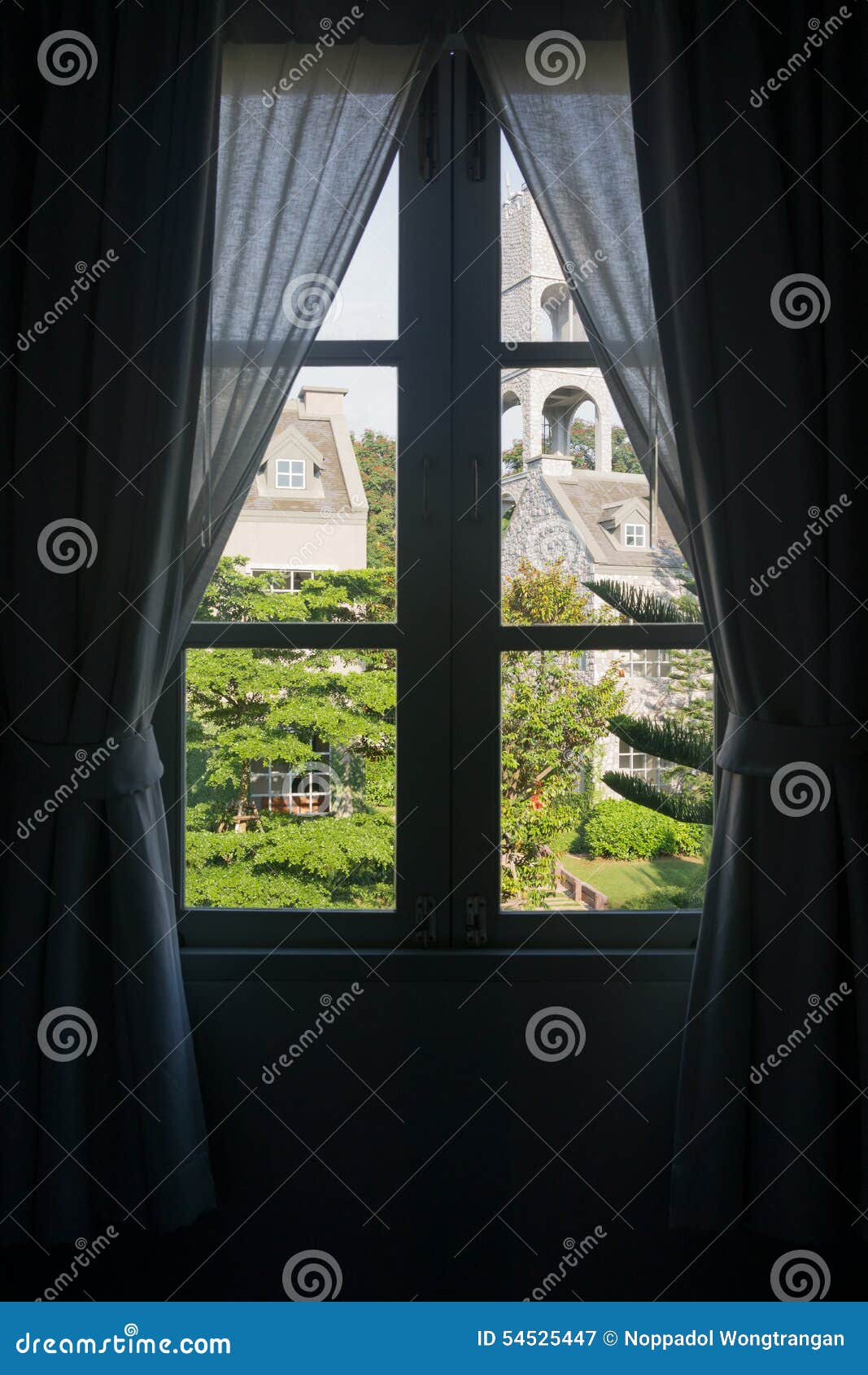 Window View of British Style Buildings Stock Image - Image of style ...