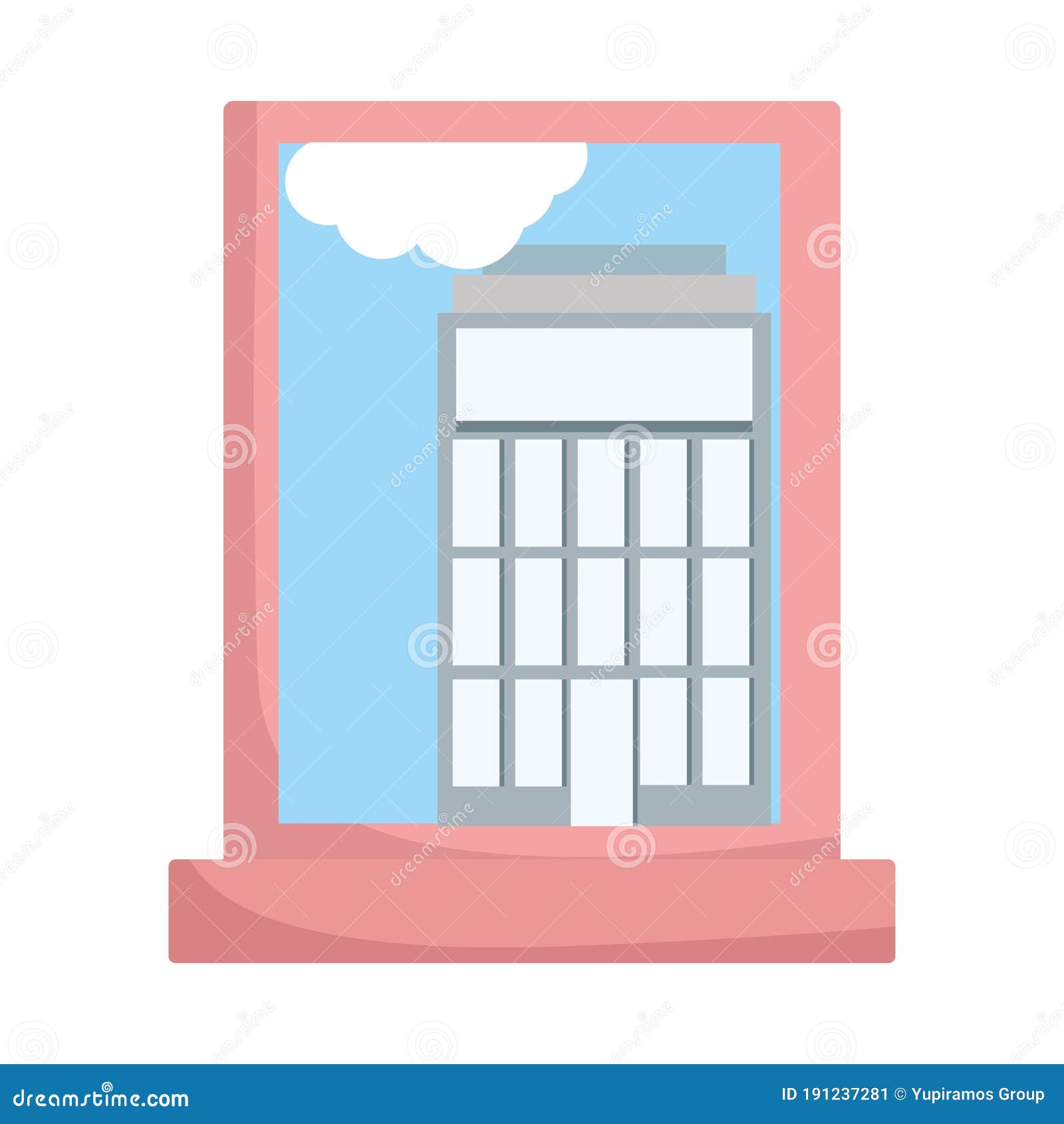 Window View Building Sky Panorama Isolated Icon Design Stock Vector ...