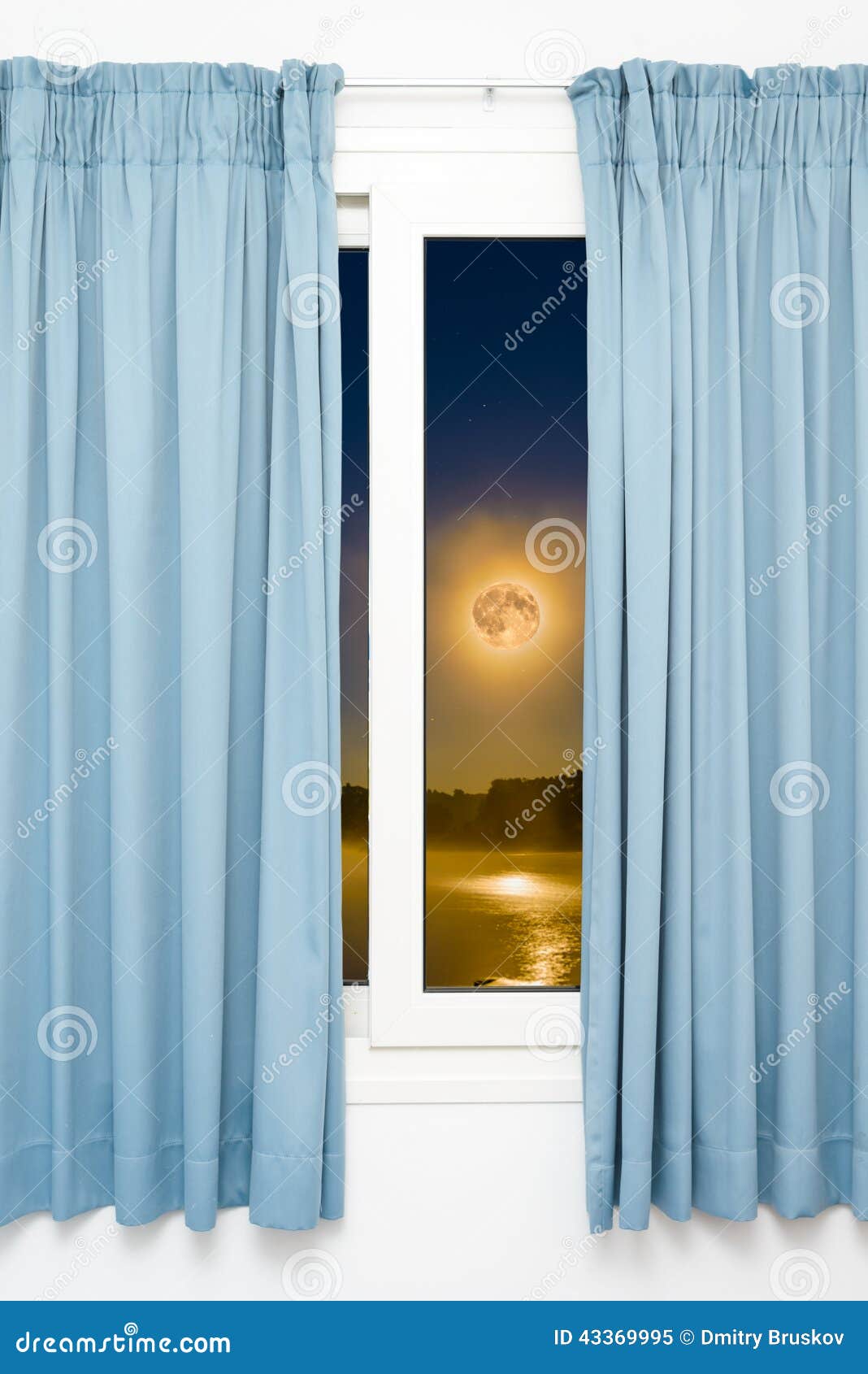 Window View of the Full Moon Stock Image - Image of calm, blue: 43369995