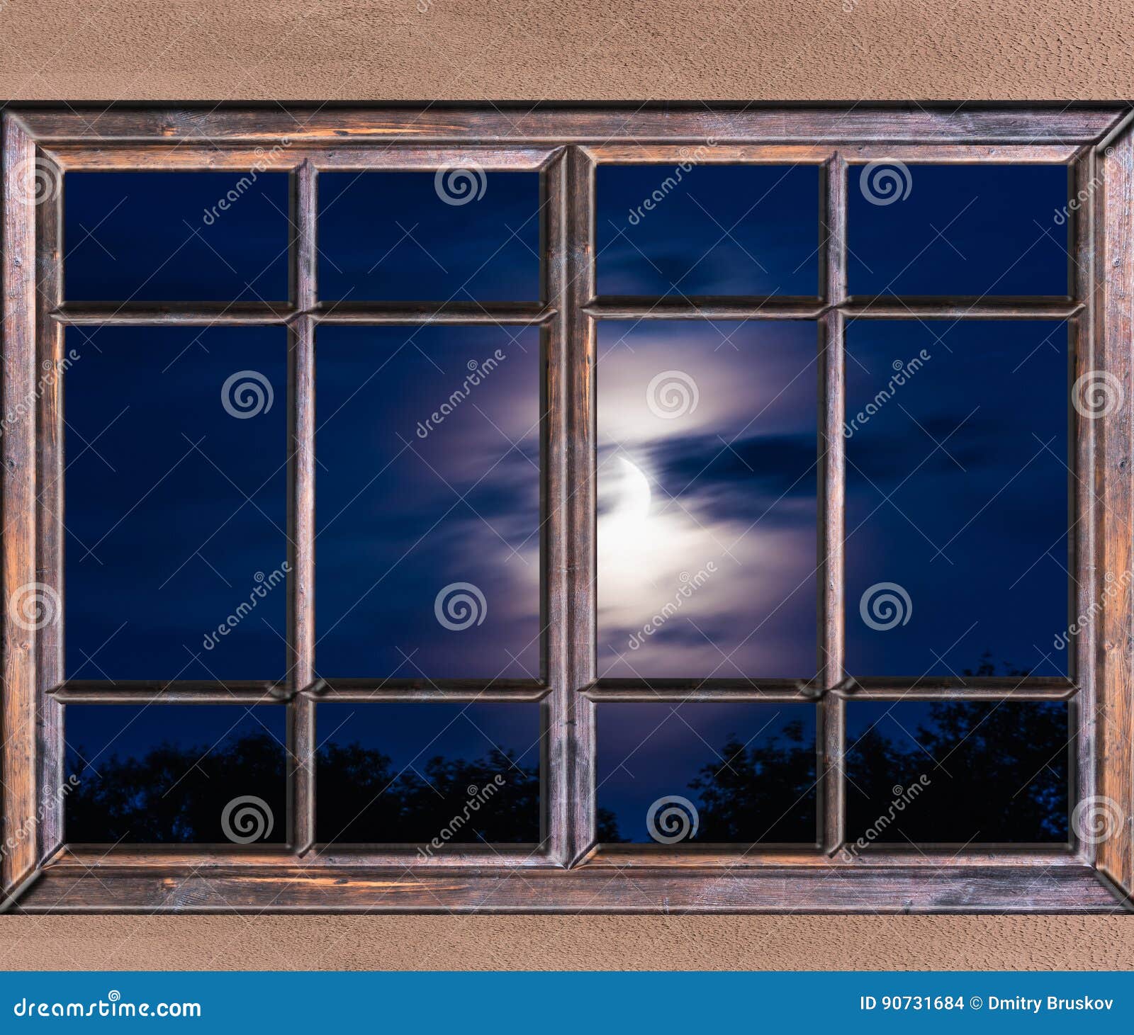 Window View of the Full Moon Stock Photo - Image of heavenly, infinity ...