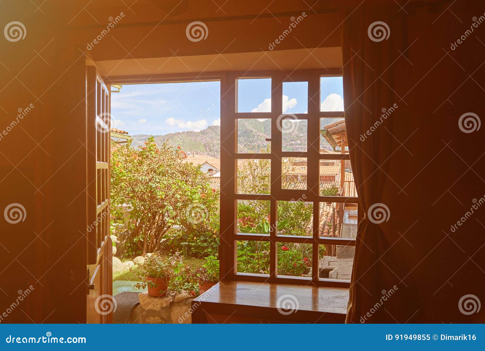 Window View on Green Garden Stock Image - Image of green, beautiful ...