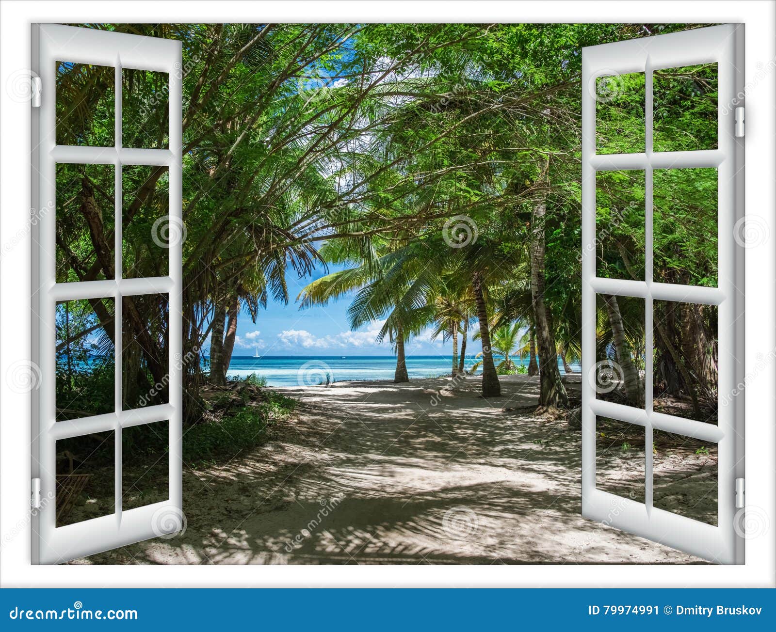 Window with a View of Green Tree Sea by Bright Sunshine Stock Image ...