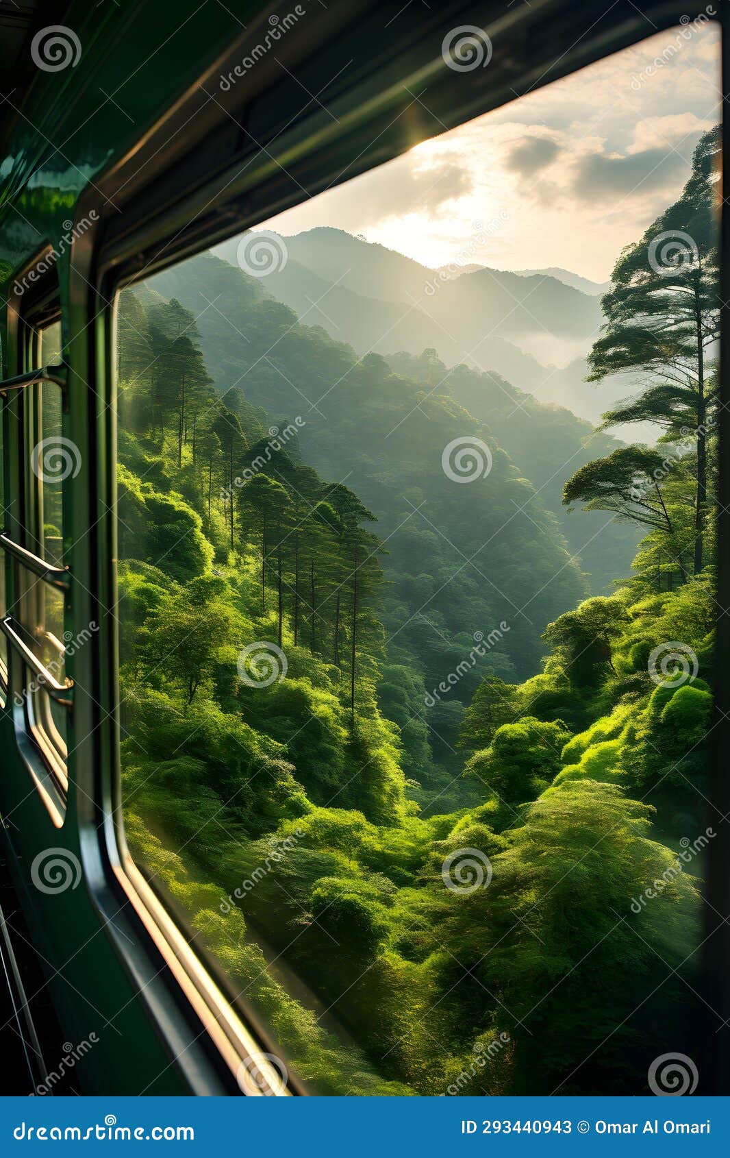 A Window View of a Lush Green Forest.Window View from Train Window ...