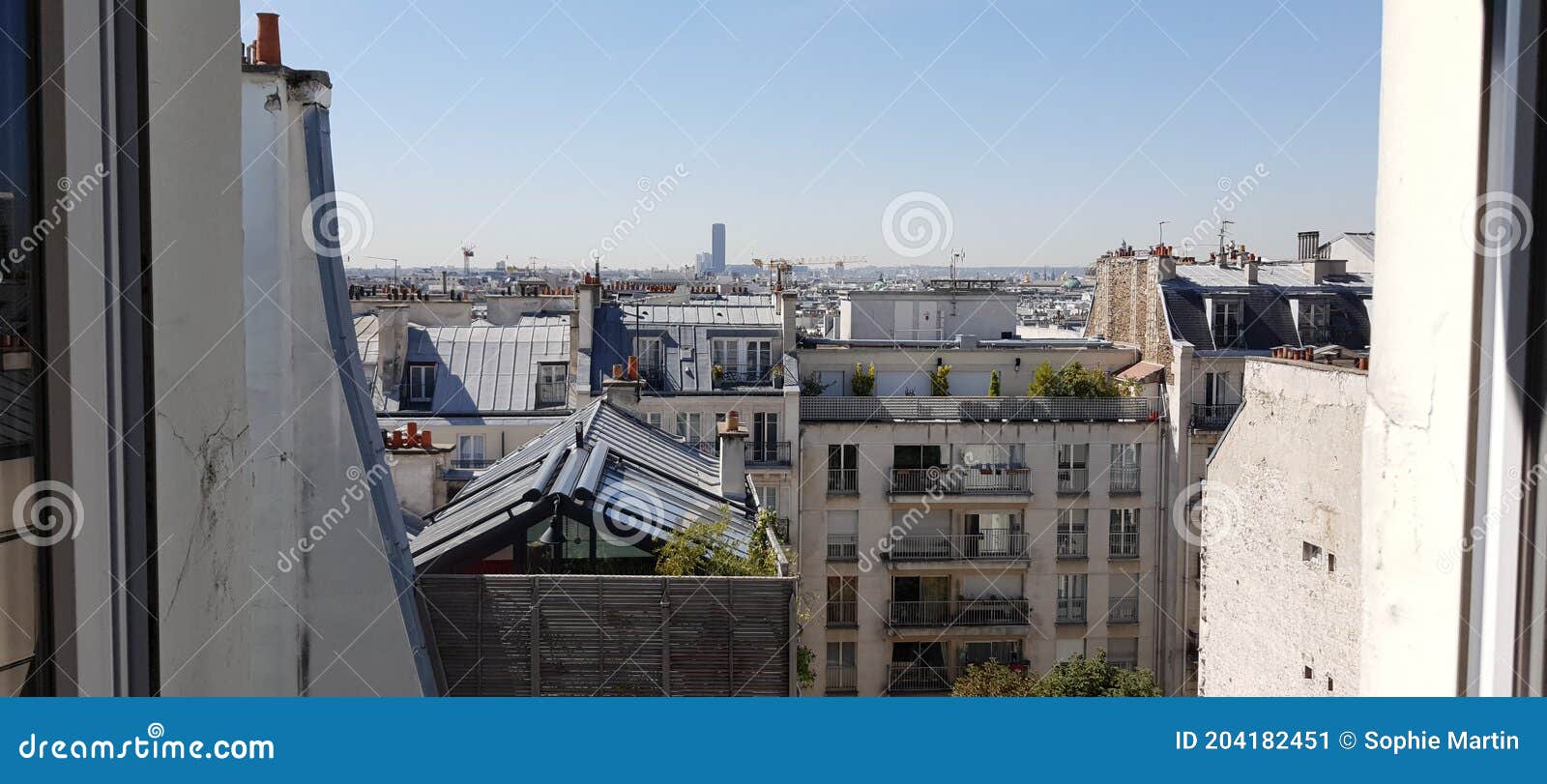 Window with view in Paris stock image. Image of town - 204182451
