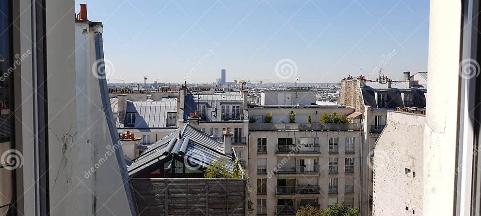 Window with view in Paris stock image. Image of town - 204182451