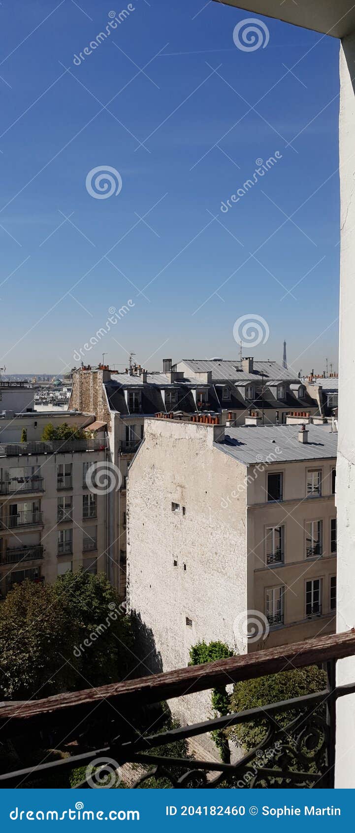 Window with view in Paris stock photo. Image of tower - 204182460
